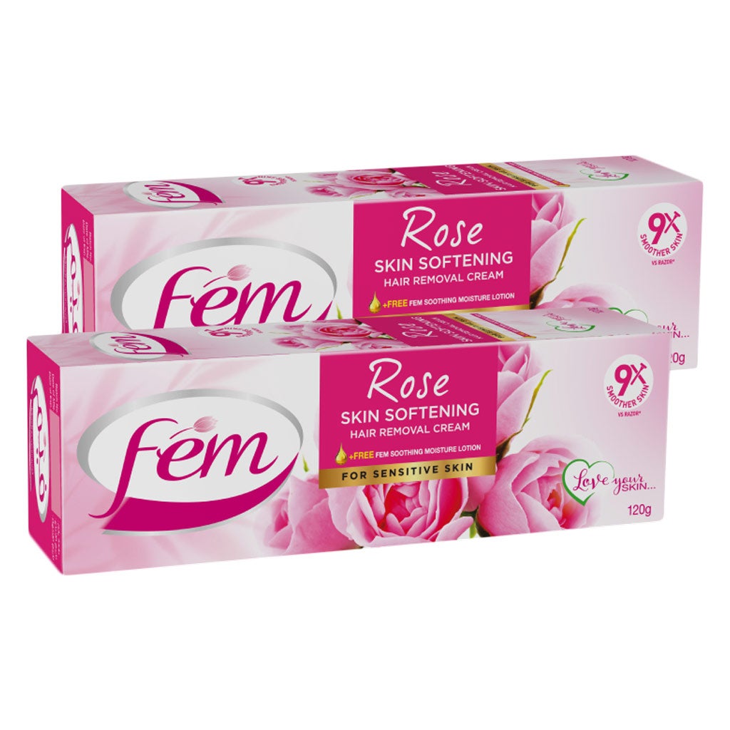 Fem Hair Removal Cream Rose Twin Pack 120g, Pack of 2's - myAster