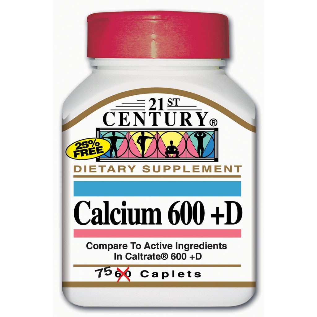 21st Century Calcium 600 + D Caplets For Bone Health, Pack of 75's ...