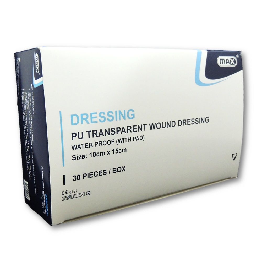 Max Transparent Wound Dressing 10 x 15cm, Pack of 30's - myAster