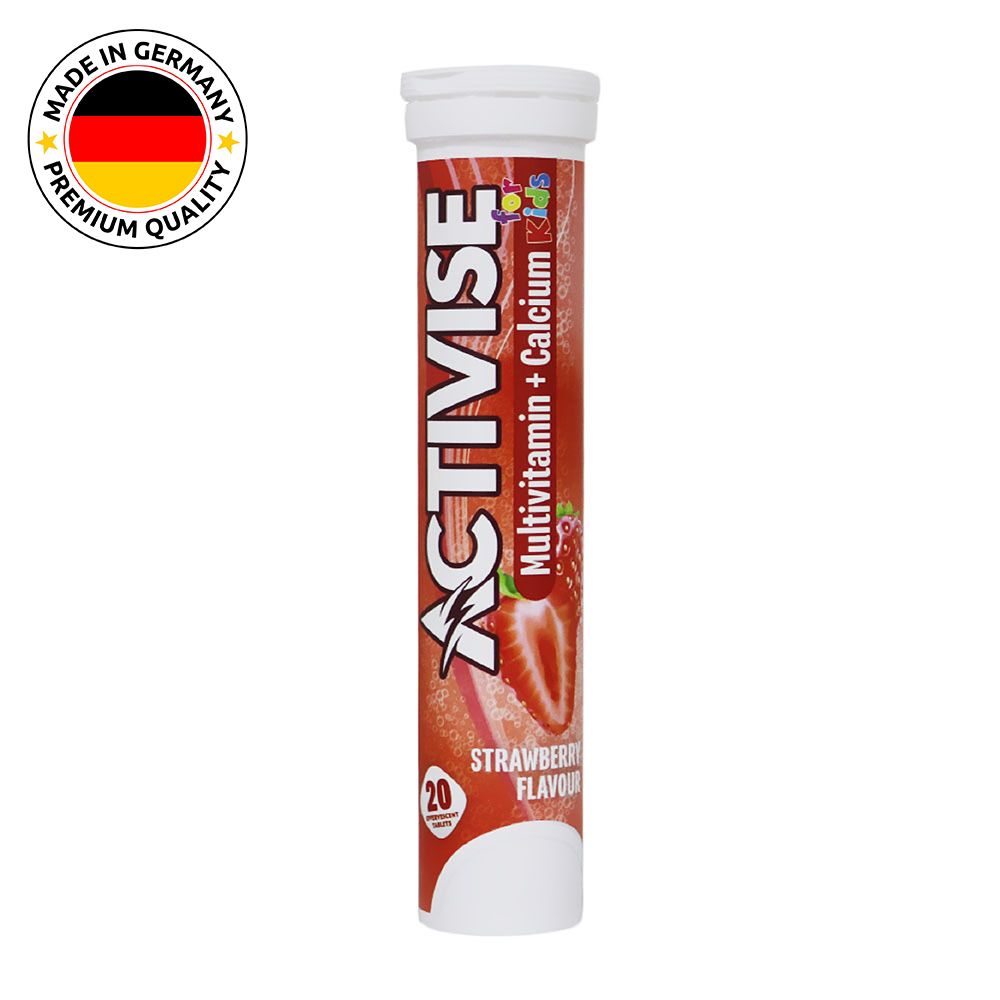 Activise Kids Multivitamin + Calcium Effervescent Tablets, Strawberry ...