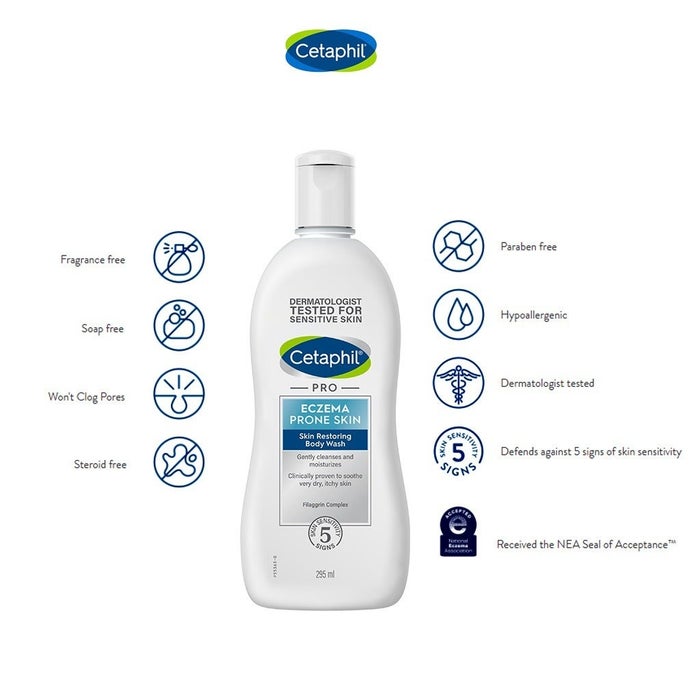Cetaphil PRO Eczema Prone Skin Restoring Body Wash 295ml - myAster