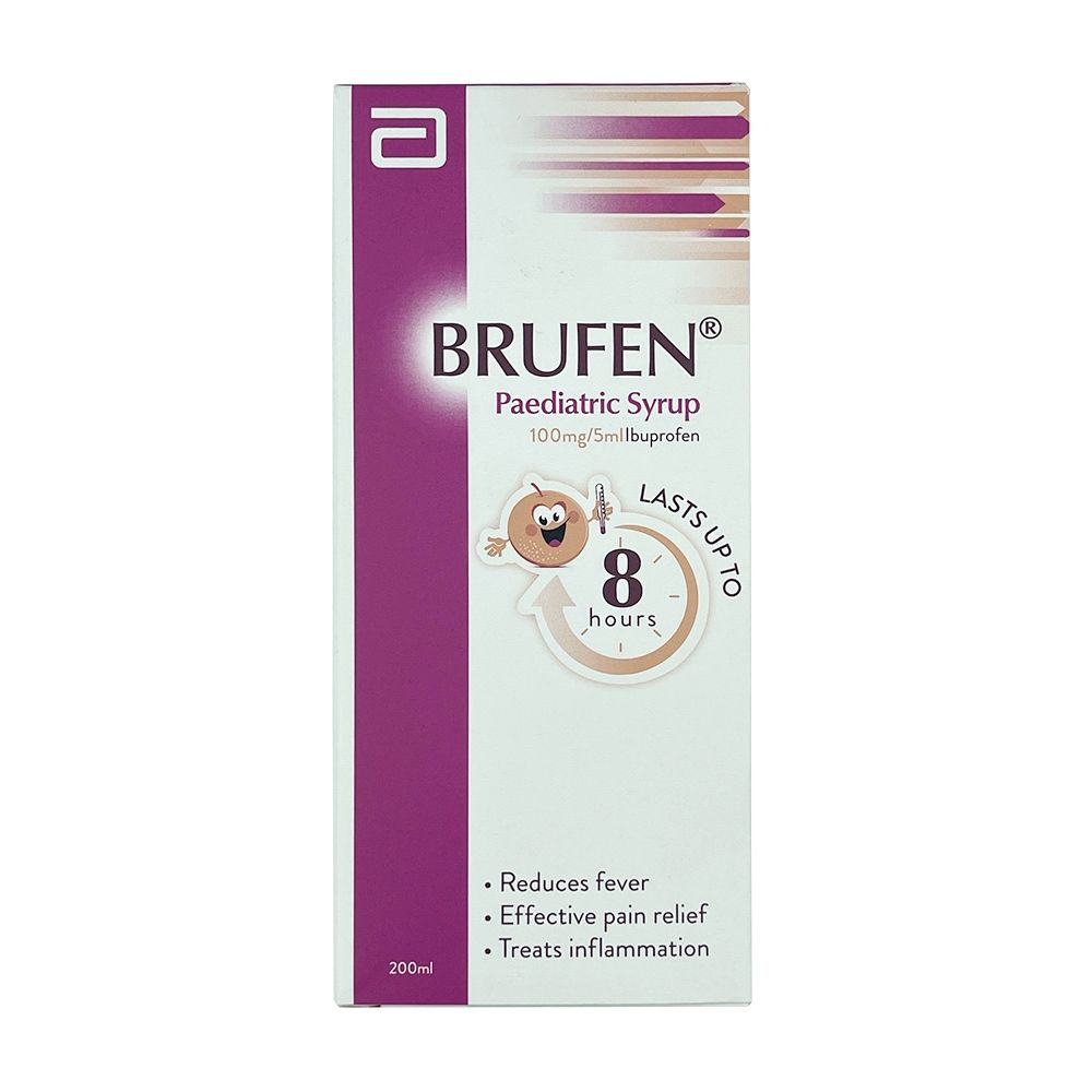 Brufen Paediatric Syrup 100mg per 5ml For Fever & Pain Relief 200ml ...
