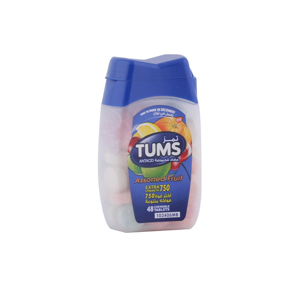 Tums Extra Strength Antacid Chewable Tablets Assorted Fruit Flavour ...