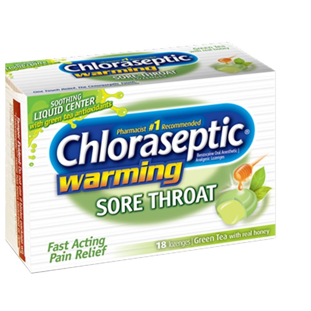 Chloraseptic Warming Green Tea Analgesic Lozenges, Pack of 18's - myAster