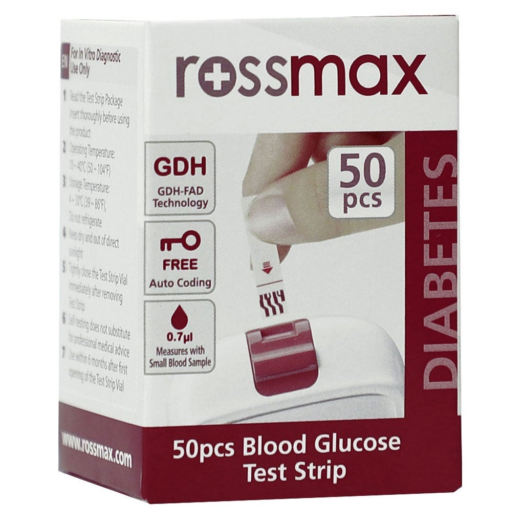 Rossmax HS200 Blood Sugar Test Strips For Diabetes Management, Pack of ...