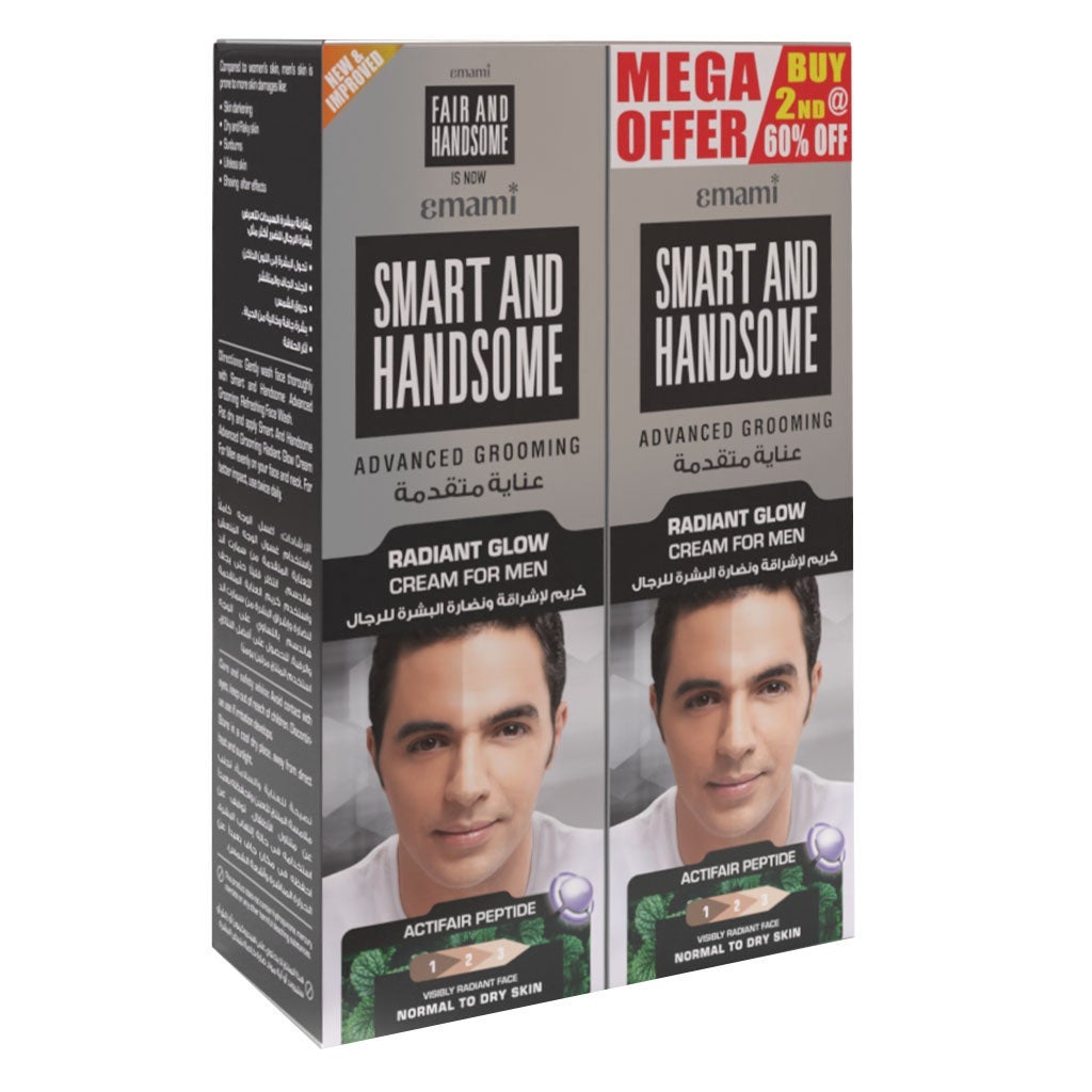 Emami Smart & Handsome Radiant Glow Cream For Men - 100ml x 2's - myAster