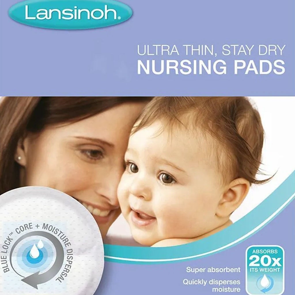 Lansinoh Ultra Thin Stay Dry Disposable Nursing Pads With Blue Lock ...