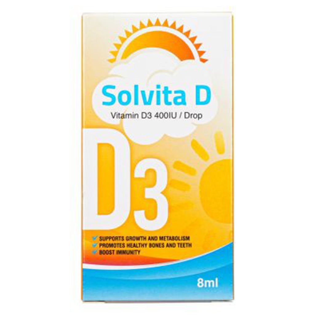 Solvita D Vitamin D3 400IU Oral Drops 8ml - myAster