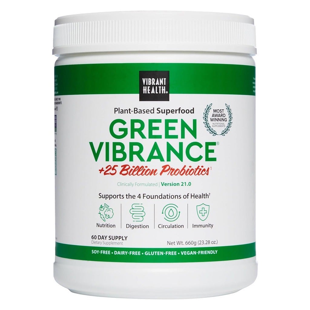 Vibrant Health Green Vibrance +25 Billion Probiotics Plant Based Super ...