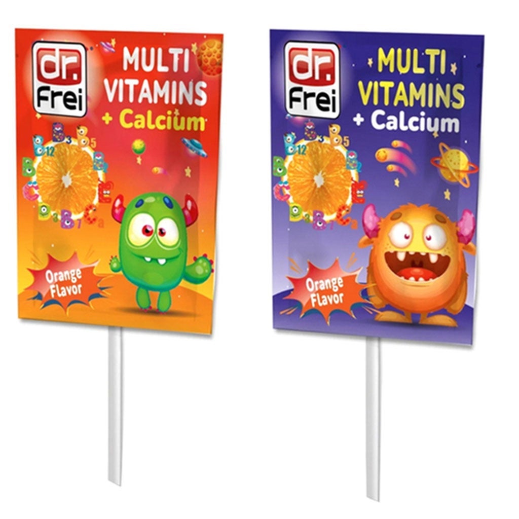 Dr. Frei Kids Multivitamins & Calcium Lollipops Orange Flavor, Pack of ...