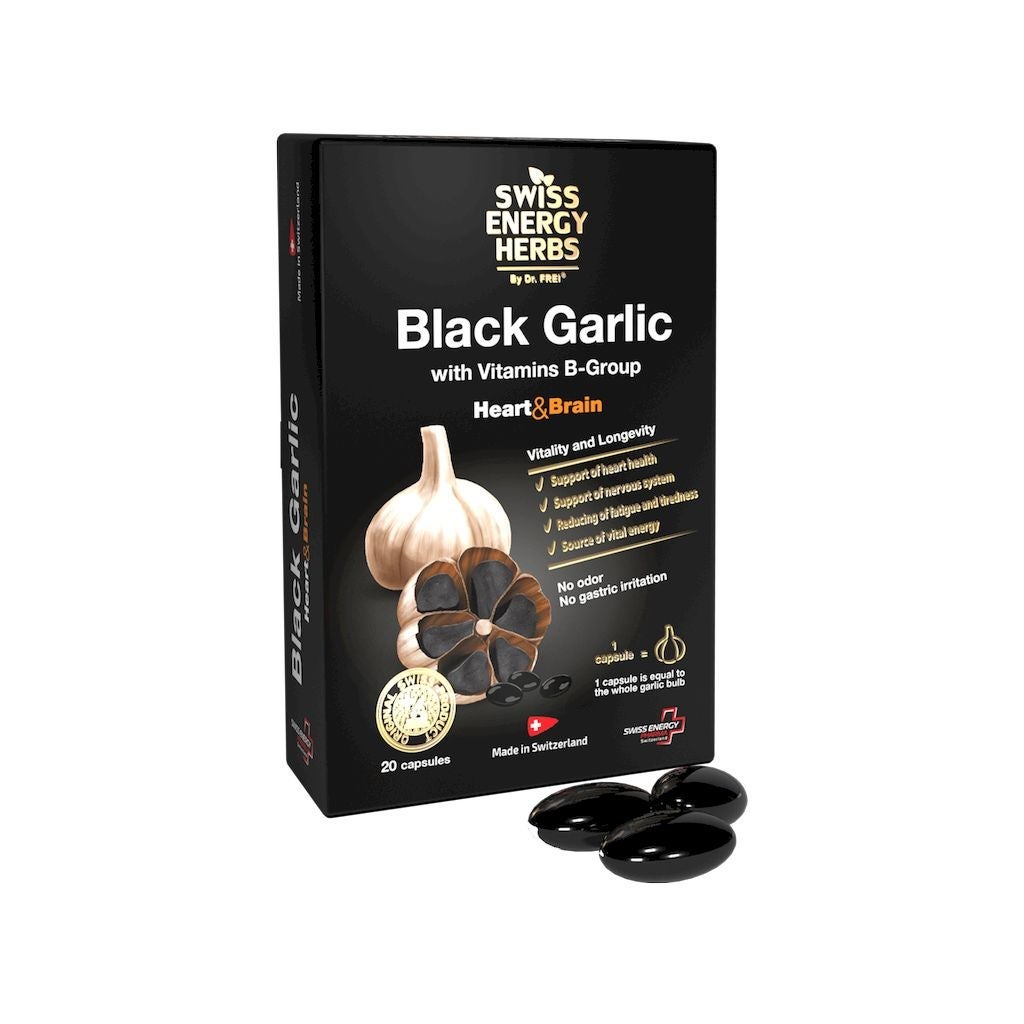 Swiss Energy Herbs Black Garlic With Vitamins B-Group Capsules, Pack of ...
