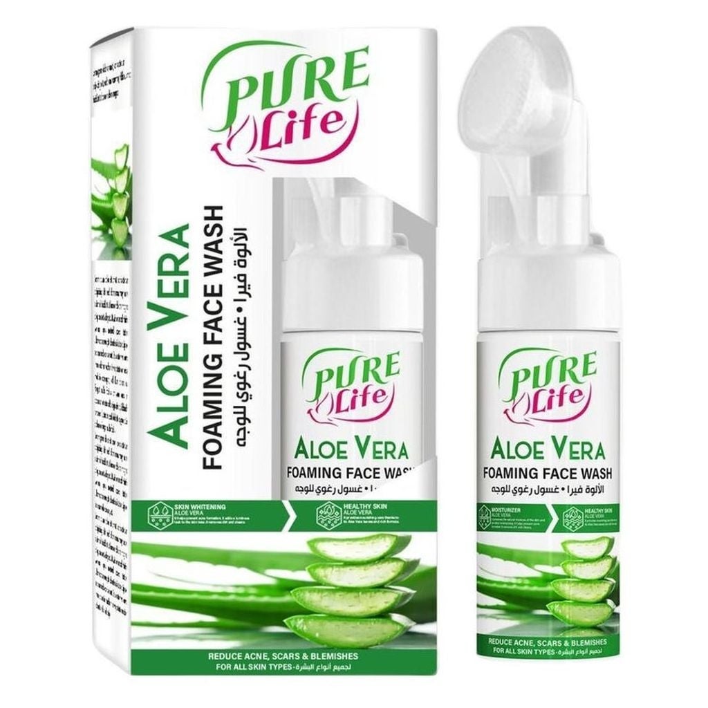 Pure Life Aloe Vera Foaming Face Wash With Silicone Brush 150ml - myAster