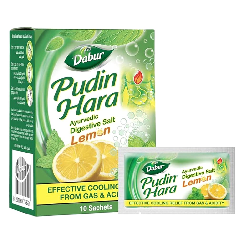 Dabur Pudin Hara Fizz Lemon Sachets, Pack of 10's - myAster